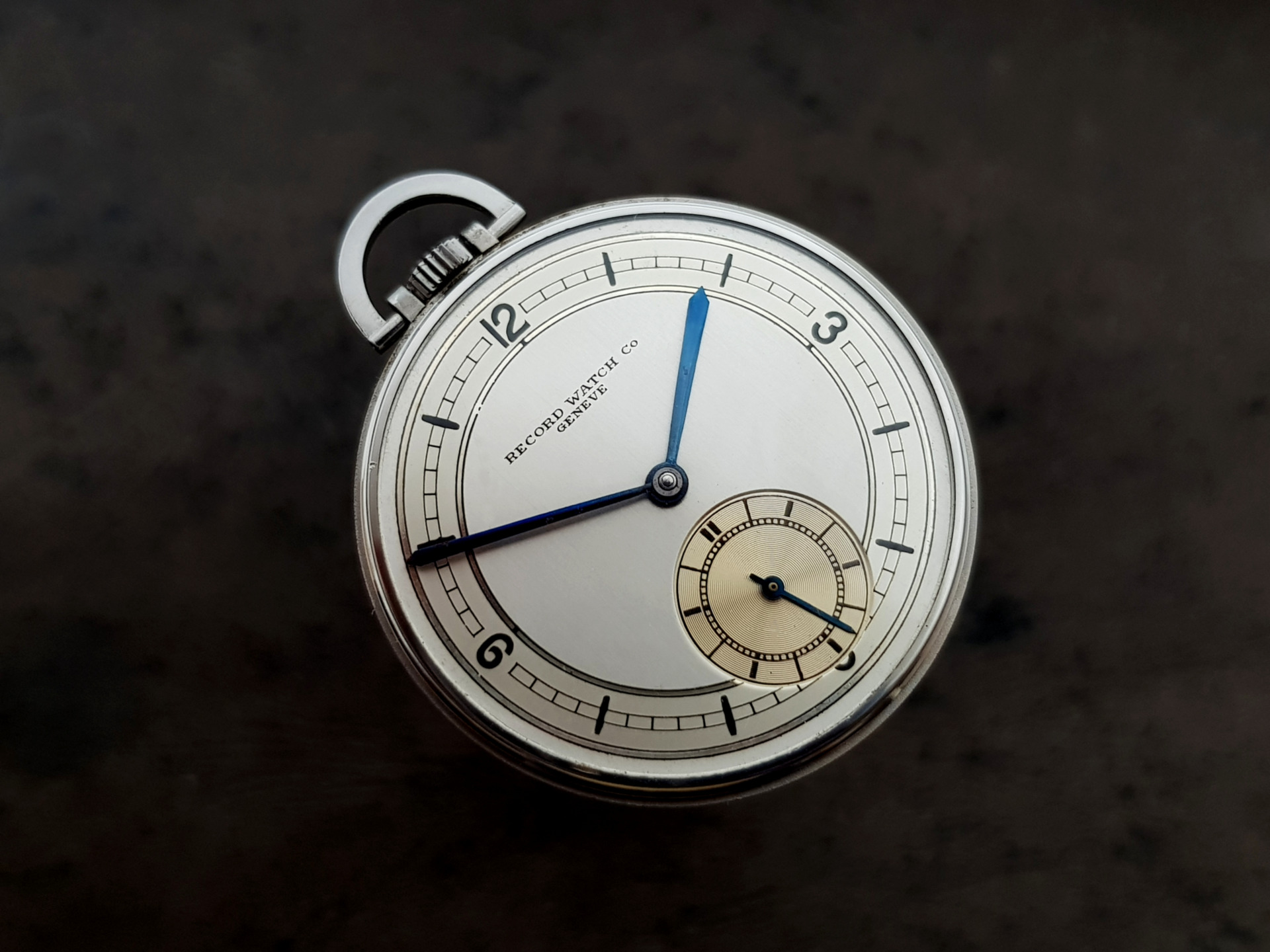 Record Watch - Geneve - Art Deco - Ocelové kapesní hodinky